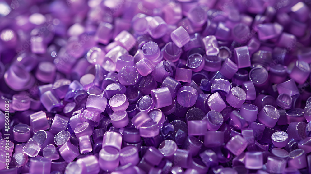 polymer masterbatch granules isolated on a purple texture background ...