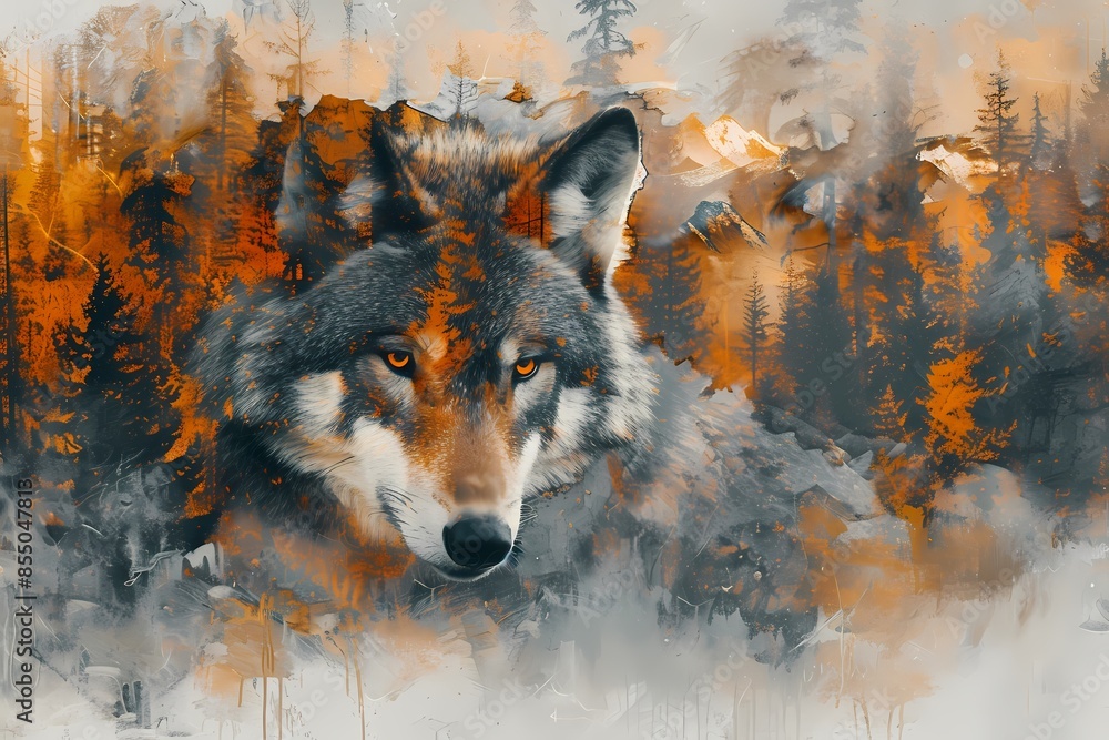 A stunning high-definition depiction of a wolf head in an artistic and ...