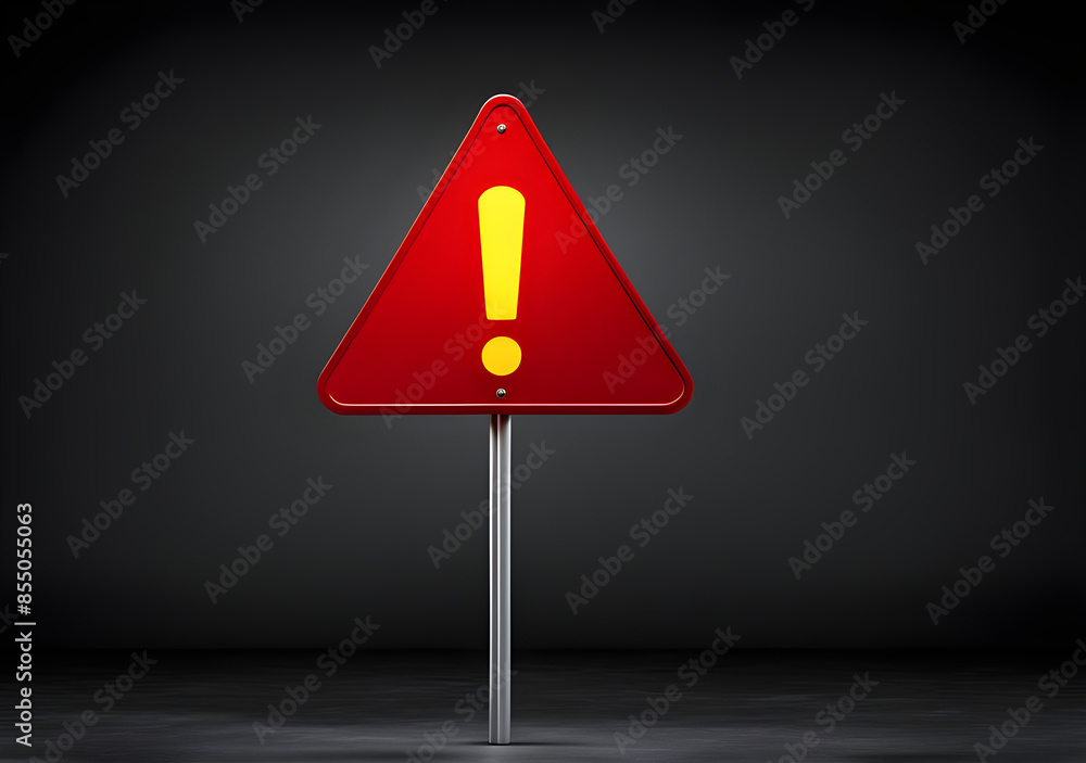 Realistic red caution warning sign for attention exclamation mark ...