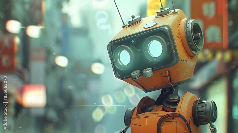 Quirky Futuristic Robot Butler with a Knack for Bad Jokes in Endearing ...