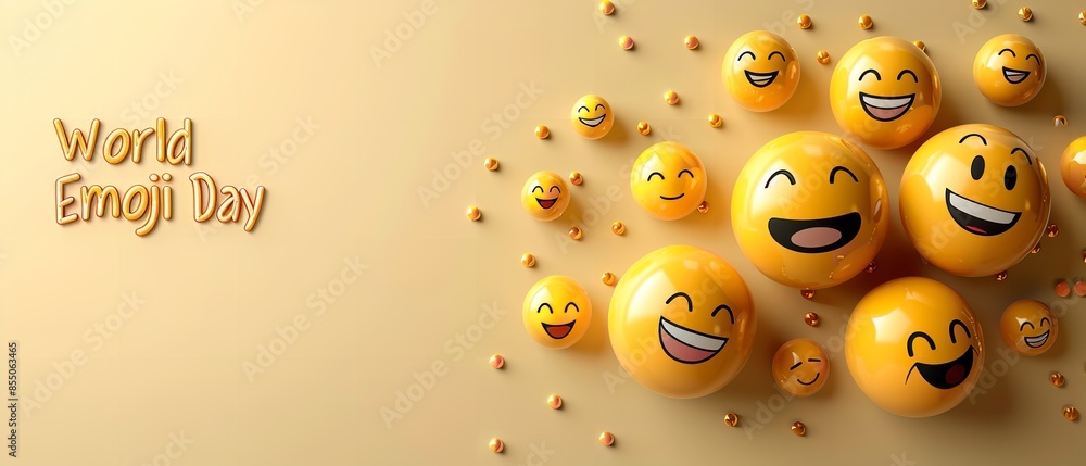 Illustrative art for World Emoji Day with an array of emojis over a ...