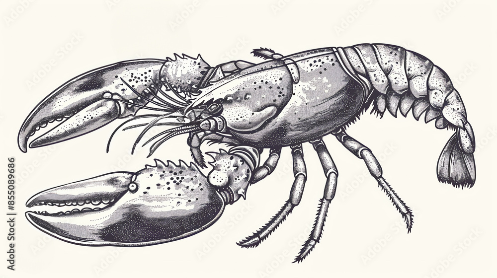 Lobster sketch hand drawn engraving style Underwater animals. vector ...
