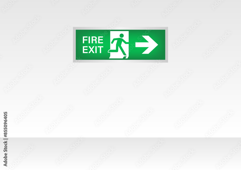 Emergency Fire Exit Sign on Wall. Exit Sign. Fire Exit Sign. Vector ...