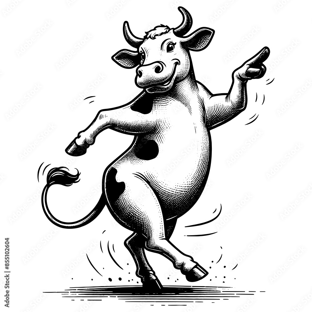Dancing Cow showcasing a cheerful and whimsical character sketch ...
