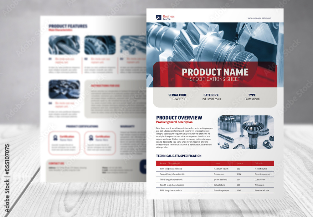 Product Data Specification Sheet Template Stock Template | Adobe Stock