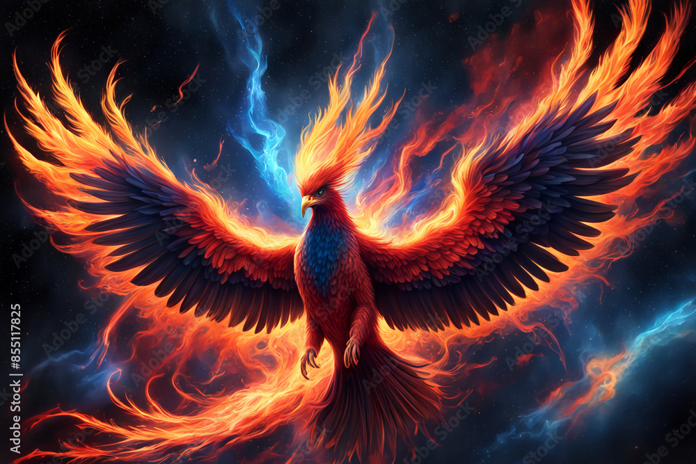 Phoenix bird fire fantasy firebird abstract magic 3D eagle animal ...