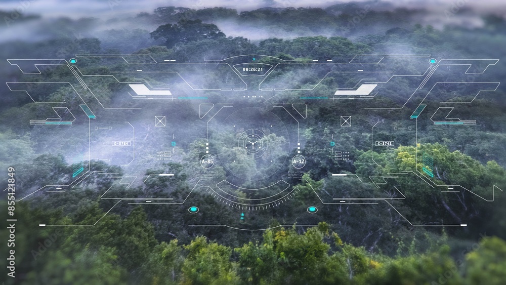 HUD navigation screen system aerial view explorer jungle landscape ...