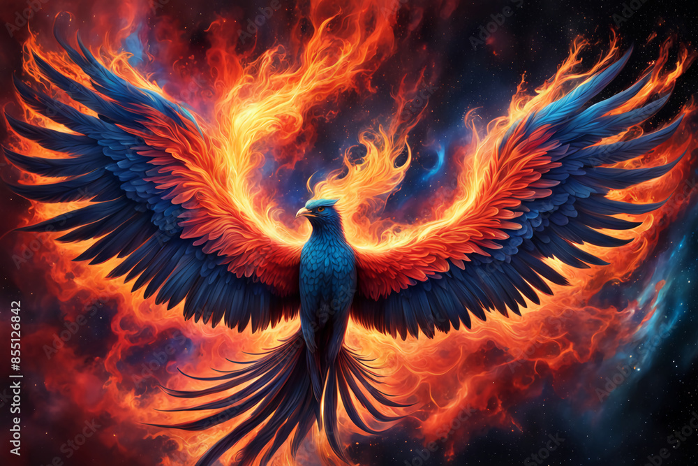 Phoenix bird fire fantasy firebird abstract magic 3D eagle animal ...