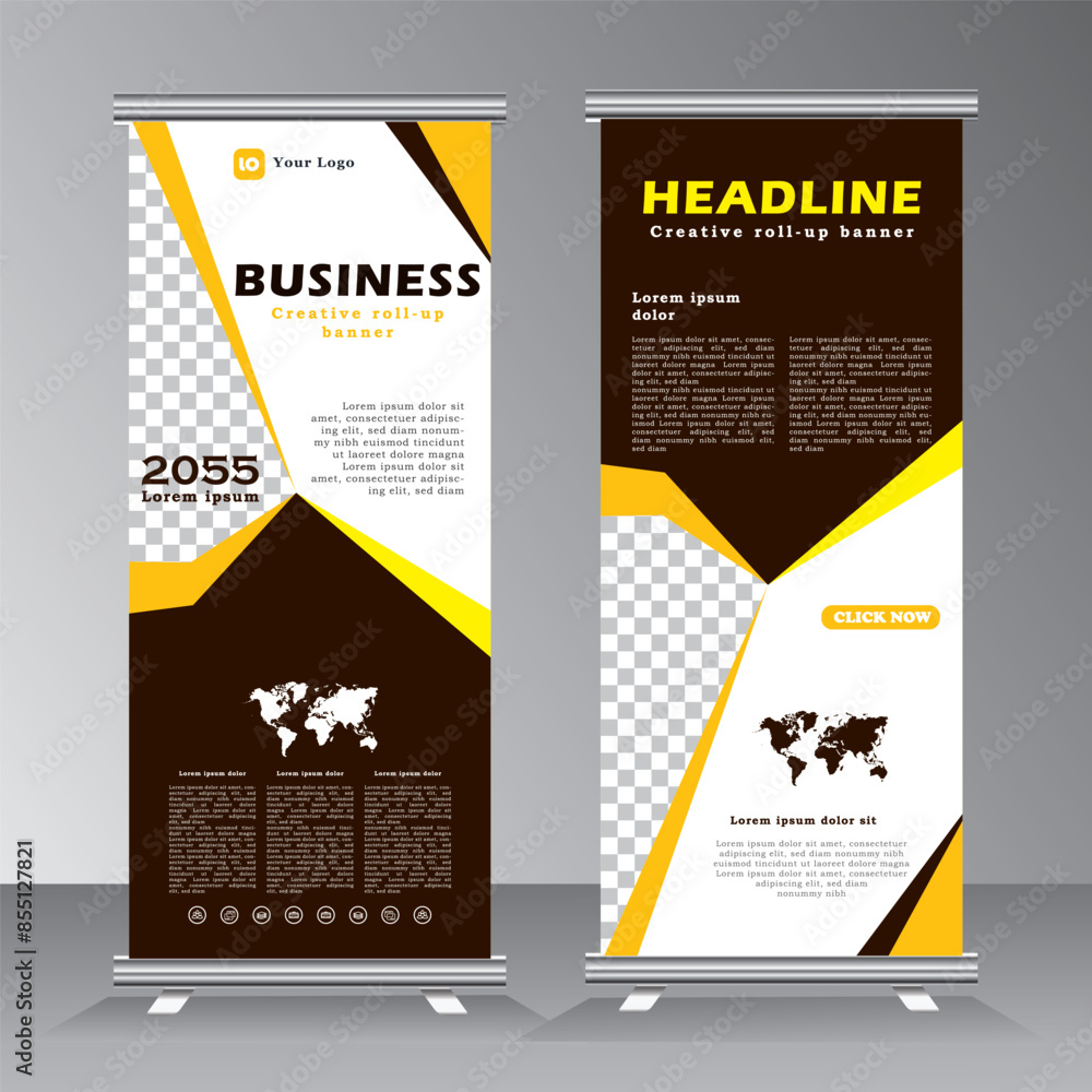 Roll up banner design template vector, Vertical banner design, pull up ...