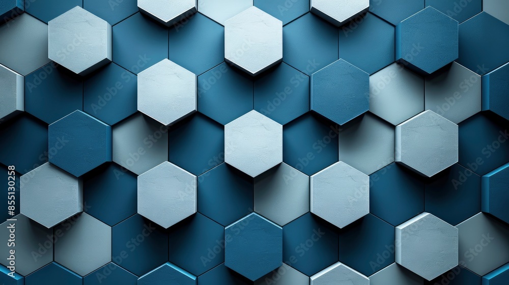 Vector illustration of multiple hexagons on a teal background, simple ...