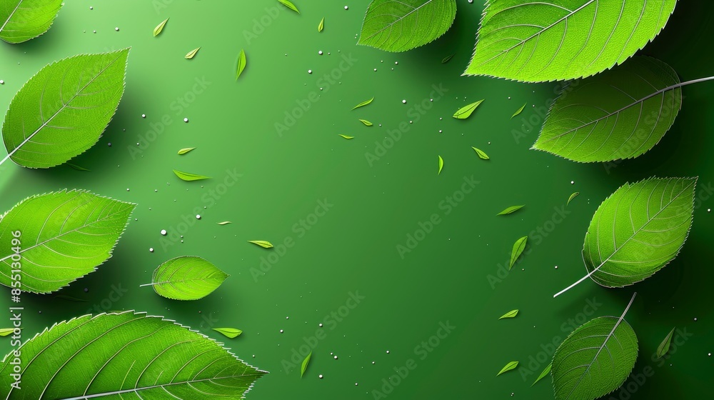 Vector illustration of multiple leaves on a forest green background ...