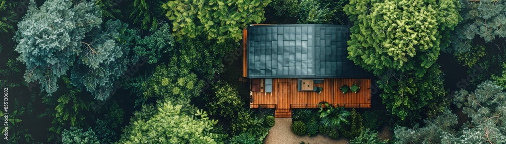 Timber cladding on a rustic cabin, blending with natural surroundings ...