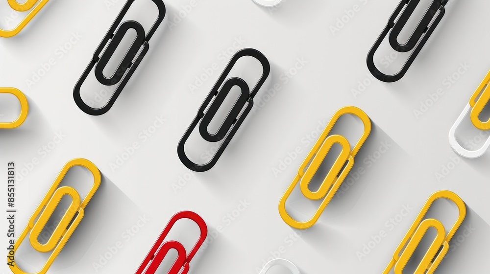 Vector illustration of multiple paper clips on a white background ...