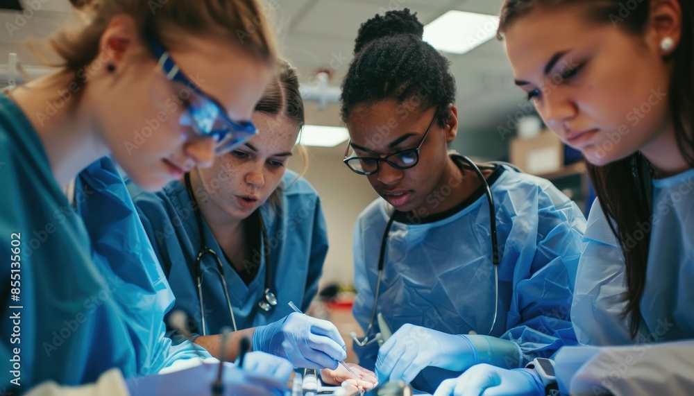 Medical students dissecting a cadaver in an anatomy lab Stock Photo ...