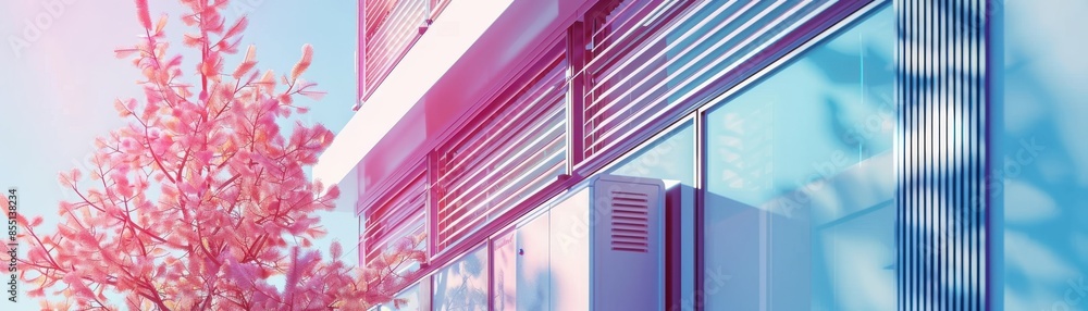 Shading devices for passive cooling on a modern building, reducing heat ...