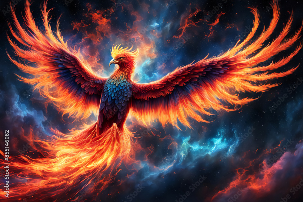 Phoenix bird fire fantasy firebird abstract magic 3D eagle animal ...