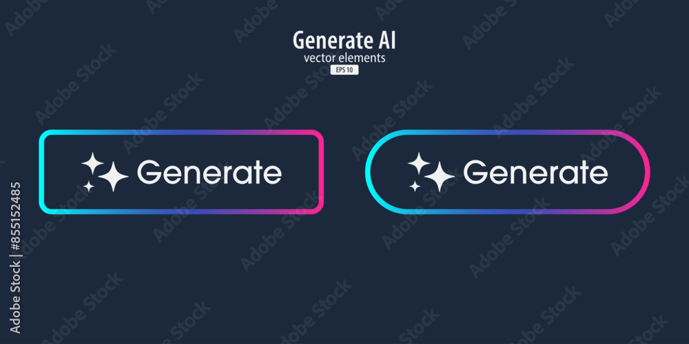 Generative AI button. Artificial intelligence and Machine learning technology concept. AI enters ...