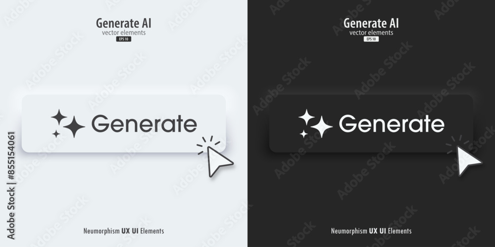 Generative AI button. Black and white button. Artificial intelligence ...
