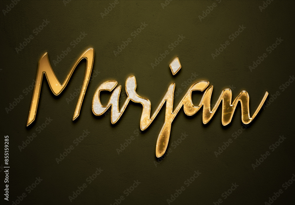 Old gold text effect of name Marjan with 3D glossy style Mockup. Stock ...