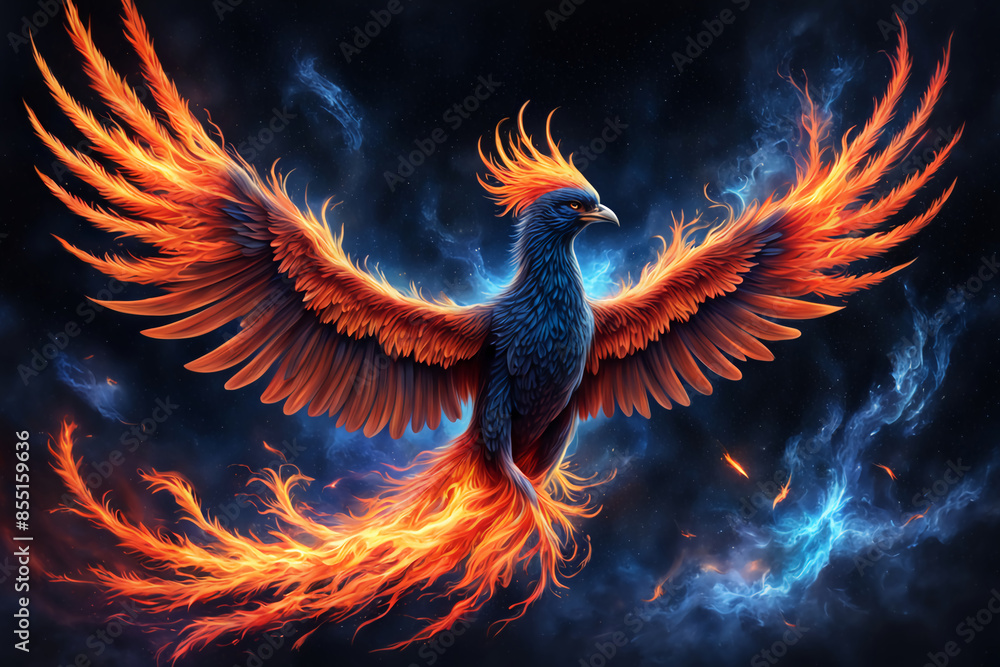 Phoenix bird fire fantasy firebird abstract magic 3D eagle animal ...