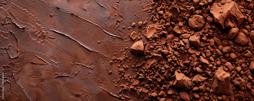 Chocolate background with a rustic, cocoa powder dusting on dark brown ...