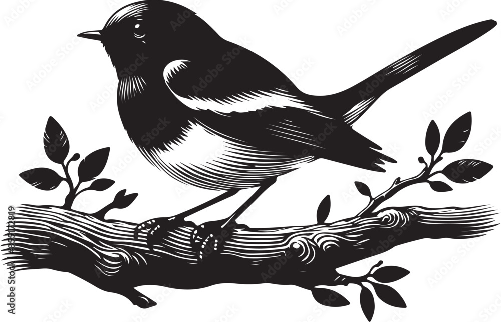 Copsychus saularis Vector Silhouette With white background Stock Vector ...