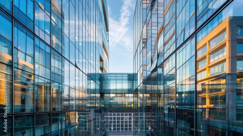 High office building next to contemporary high rise Stock Photo | Adobe ...