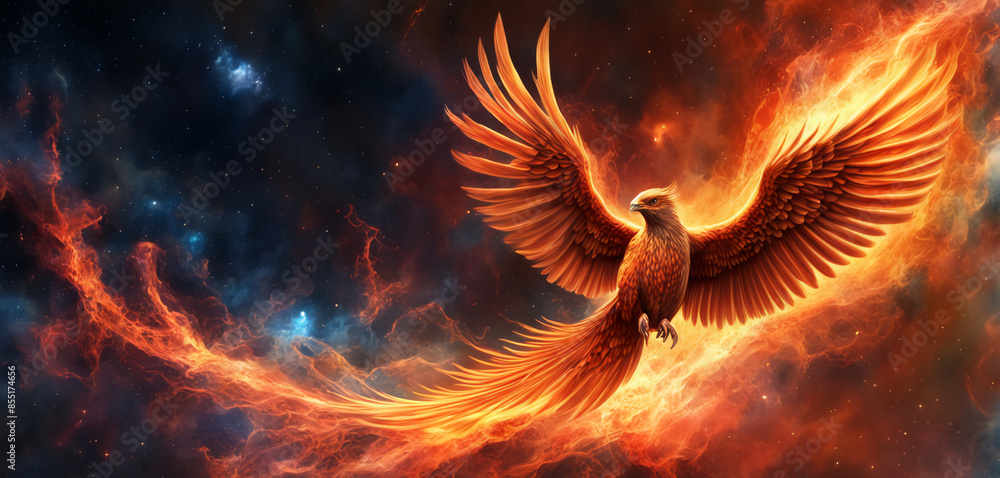 Phoenix bird fire fantasy firebird abstract magic 3D eagle animal ...