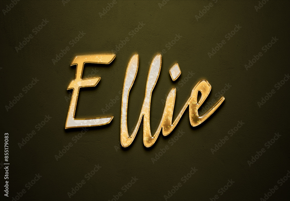 Old gold text effect of name Ellie with 3D glossy style Mockup. Stock ...