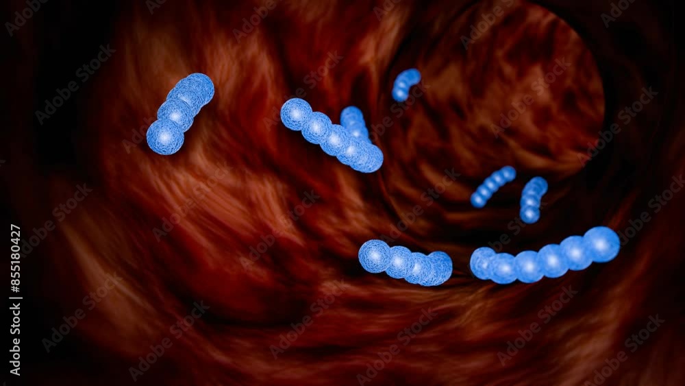 Streptococcus type A, flesh-eating bacteria. The spread of bacteria in ...