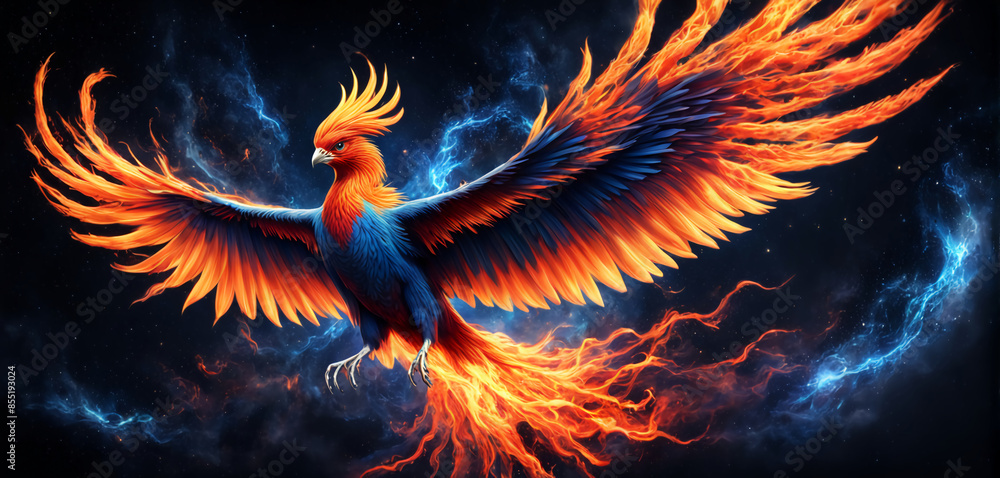 Phoenix bird fire fantasy firebird abstract magic 3D eagle animal ...