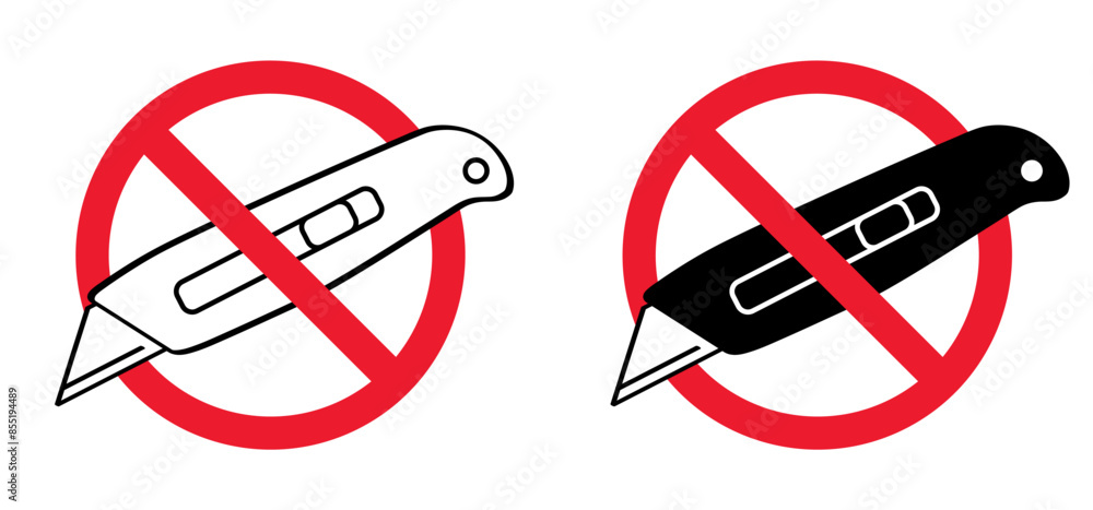 No work knives, do not disassemble, prohibition. Retractable blade or ...