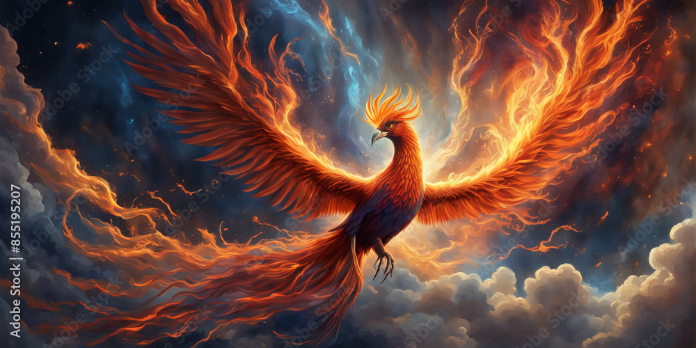 Phoenix bird fire fantasy firebird abstract magic 3D eagle animal ...