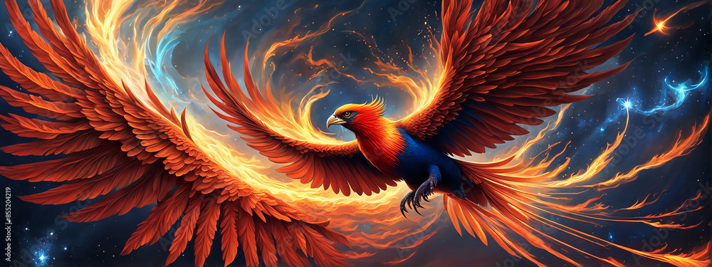 Phoenix bird fire fantasy firebird abstract magic 3D eagle animal ...