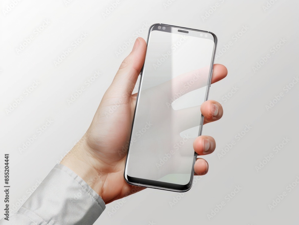 modern smartphone with transparent screen on transparent background ...