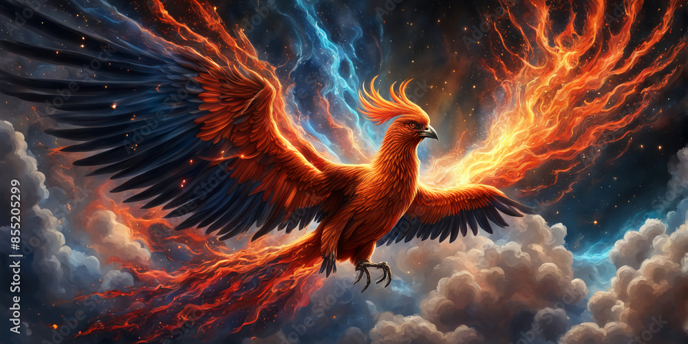 Phoenix bird fire fantasy firebird abstract magic 3D eagle animal ...