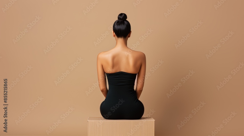 Beautiful woman with Korean idol model aesthetics, captured from behind ...