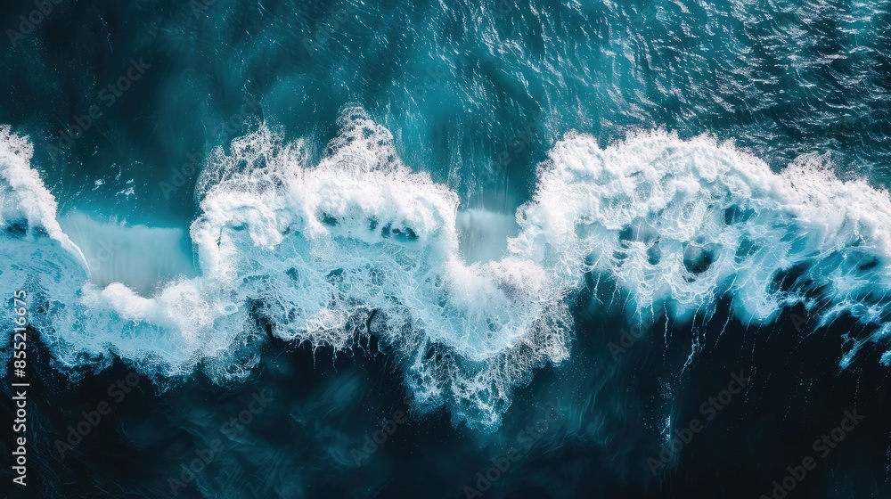 aerial top view background photo of ocean sea water white wave ...