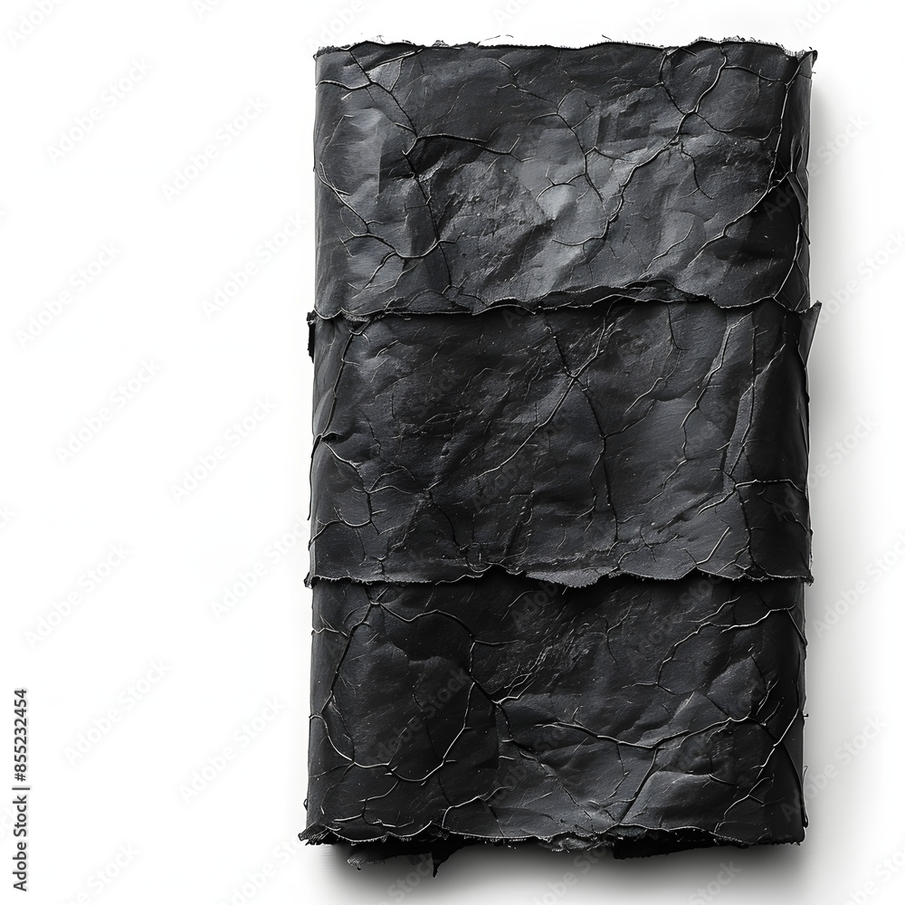 texture of folded black toner paper and cool poster overlay isolated on ...