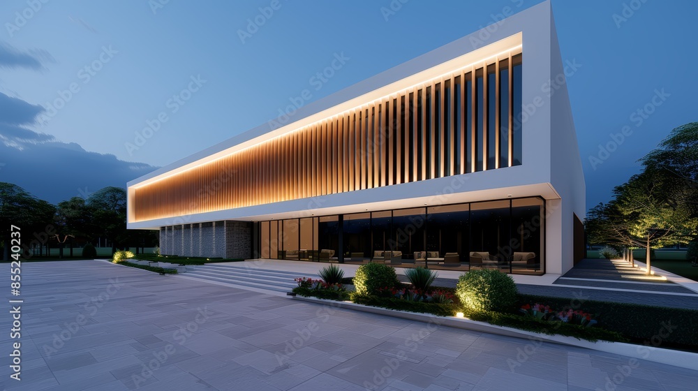 Innovative facade design for a memorial hall, featuring modern flat ...