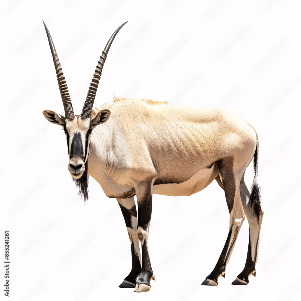Wild Arabian Oryx leucoryx,Oryx gazella or gemsbok isolated on white ...