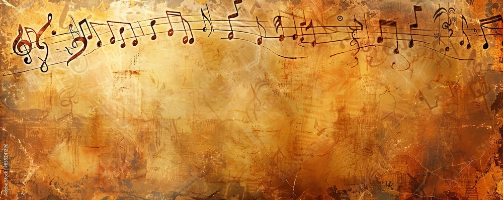Vintage background of music notes with a warm, aged texture Stock Photo ...
