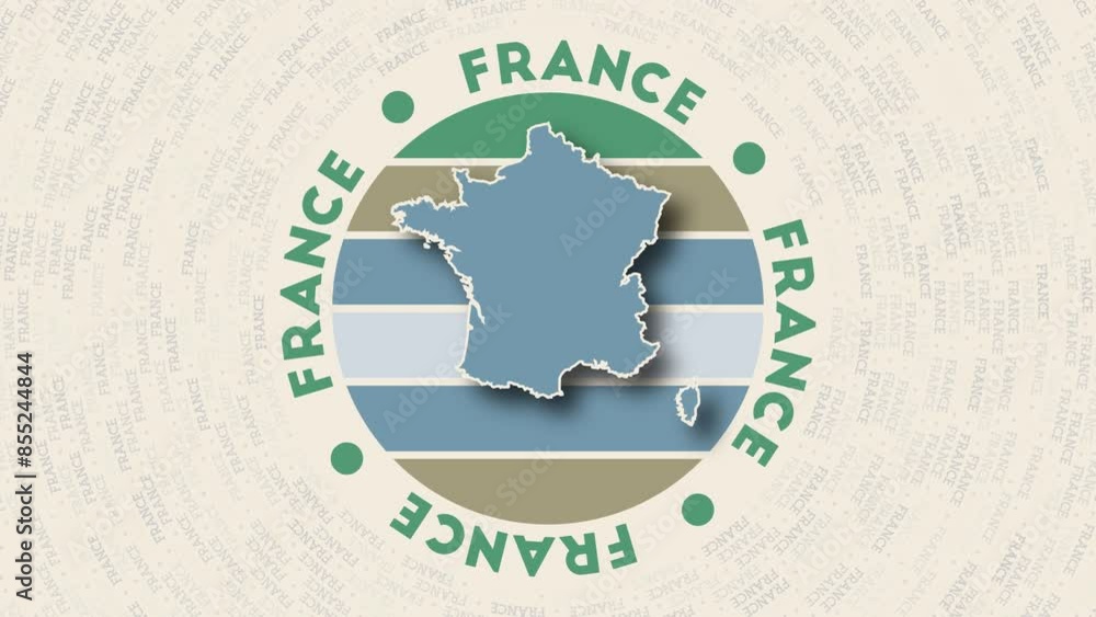 France logo intro. Badge with the circular name and map of country ...