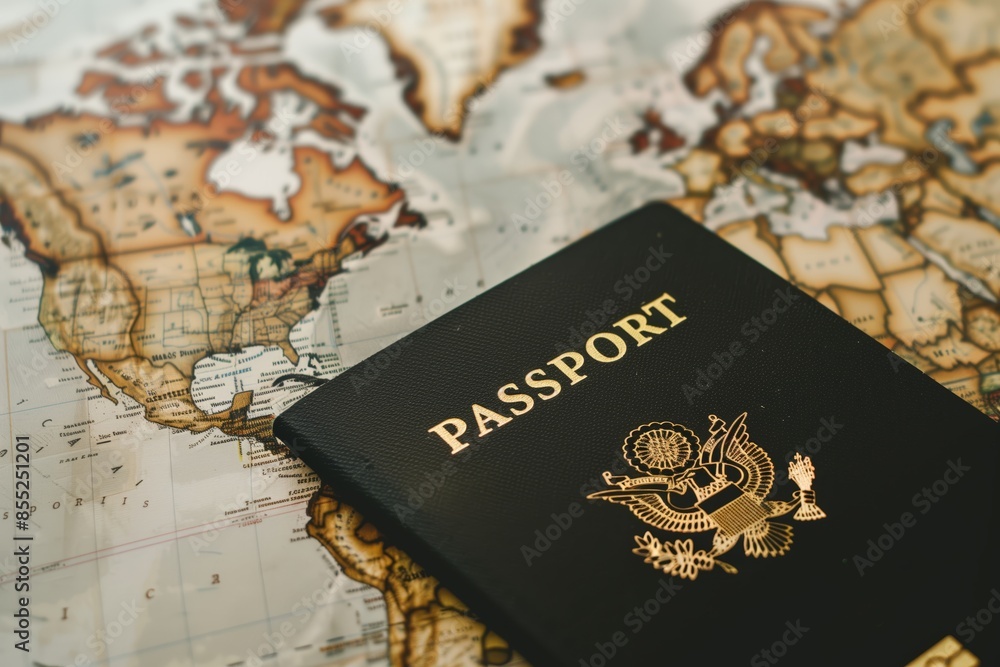 US Passport on World Map: Ready for Global Adventures Stock Photo ...