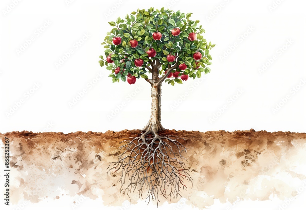 Apple Tree with Roots created with Generative AI Technology, ai ...