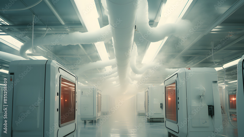 HVAC system pipes and pumps, handling heating, ventilation, air ...