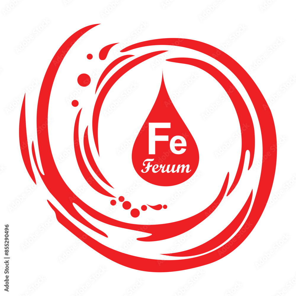 Vecteur Stock Mineral Ferrum. Fe iron formula symbol. Vitamin ferrum ...