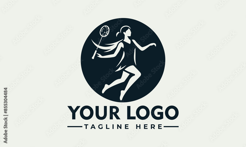 Woman Badminton Vector Logo Symbolize Athleticism, Elegance, and the ...
