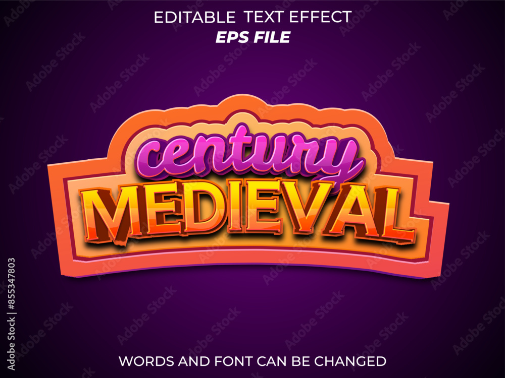 century medieval text effect, font editable, typography, 3d text for ...