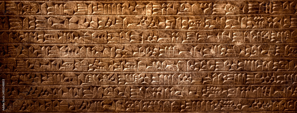 Ancient cuneiform Sumerian text. Historical background on the theme of ...